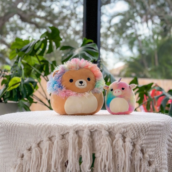 Squishmallows | Toys | Squishmallow Duo Leonard The Rainbow Mane Lion 9 ...